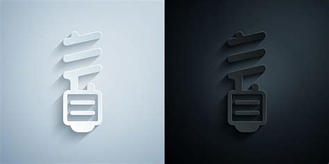 종이 컷 Led 전구 아이콘은 회색과 검은 색 배경에 격리 경제적인 Led 조명 전구 에너지 램프를 절약합니다 종이 아트 스타일 벡터 0명에 대한 스톡 벡터 아트 및 기타