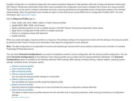Resource Profile Overview Dell Telecom Infrastructure Automation Suite 2 3 Infrastructure