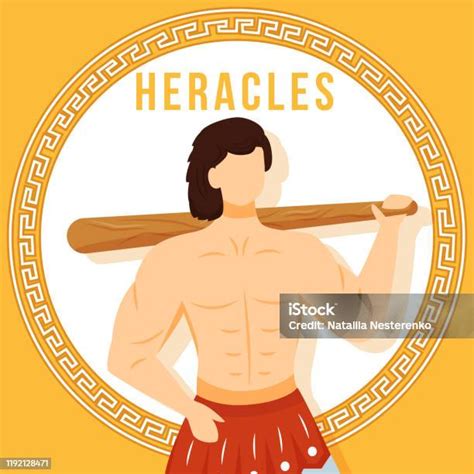 헤라클레스 오렌지 소셜 미디어 게시물 모형 고대 그리스 영웅 신화적인 인물 웹 배너 디자인 템플릿입니다 소셜 미디어 부스터 콘텐츠 레이아웃 포스터 플랫 일러스트가 있는 인쇄