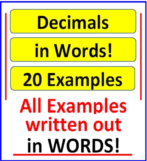 Decimals In Words 20 Examples Written Out Made By Teachers