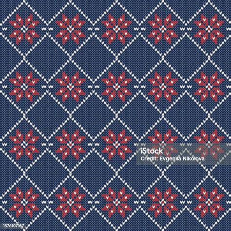 니트 텍스처 벡터 패턴입니다 겨울 배경입니다 크리스마스 못생긴 스웨터 디자인입니다 노르웨이 페어 아일 스타일 스톡 일러스트레이션 뜨개질 이음새가 없는 본 크리스마스를 위한