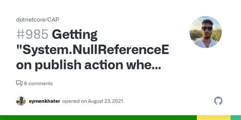getting system nullreferenceexception on publish action when upgrade
