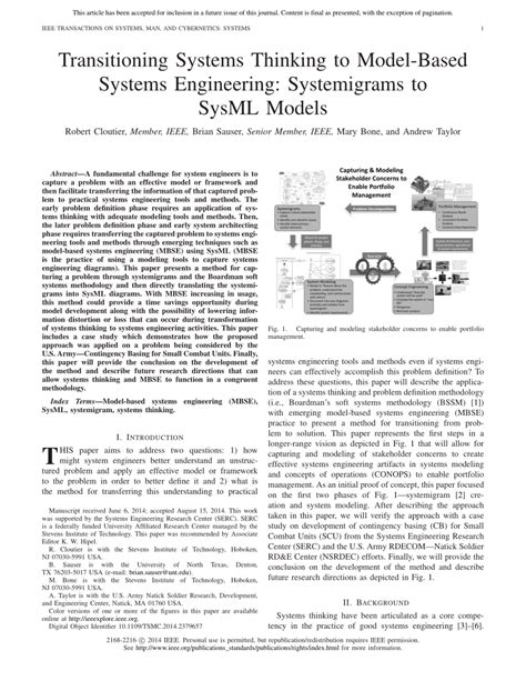 Pdf Transitioning Systems Thinking To Model Based Systems Engineering