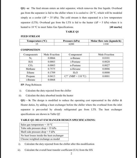 Solved Q1 A The Feed Stream Enters An Inlet Separator Chegg Com