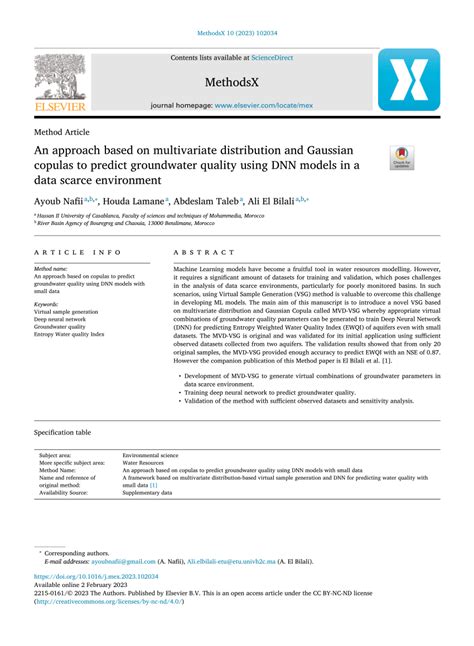 Pdf An Approach Based On Multivariate Distribution And Gaussian Copulas To Predict Groundwater