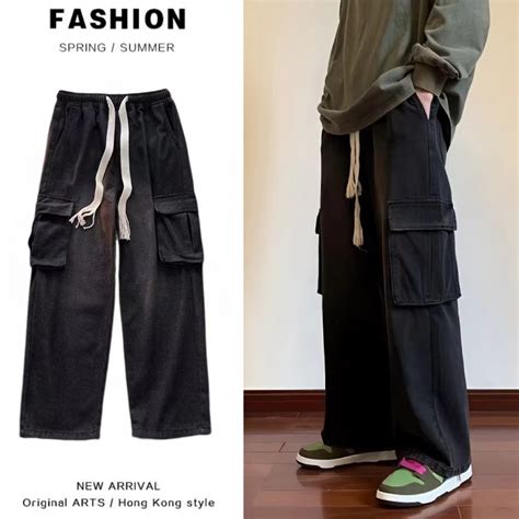 กางเกงคาร์โก้ ทรงกระบอก สุดเท่สไตล์วินเทจ หญิงใส่ได้ผู้ชายใส่ดี รุ่นใหม่พร้อมส่งค่ะ Shopee