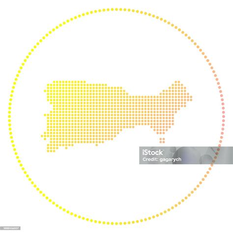 카프리 디지털 배지 원에 있는 카프리의 점선 스타일 지도 그라데이션 점이 있는 섬의 기술 아이콘입니다 예술적인 벡터 일러스트 레이 션입니다 0명에 대한 스톡 벡터 아트 및