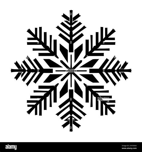 Geometric Snowflake Design In Black And White Symmetrical Outline Style Stock Vector Image