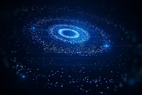 Abstract Blue Space Hologram On Blurry Backdrop Metaverse And Cyberspace Concept 3d Rendering