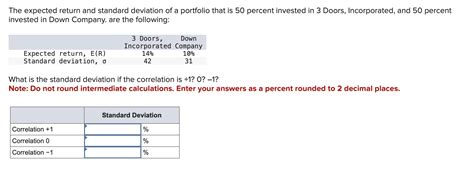 Solved The Expected Return And Standard Deviation Of A Chegg Com