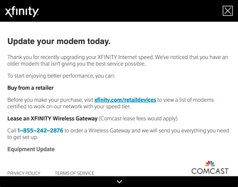 Xfinity Javascript Popup Update Your Modem Today Rcomcast
