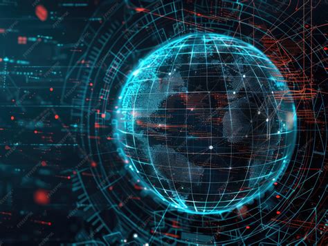 Premium Ai Image Big Data Sphere Visualization With Text Hud Wireframe Mesh Sphere With Dot