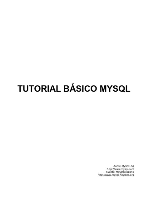 Sample 0118 Tutorial Basico Mysql Descargar Gratis Pdf Mi Sql Contraseña