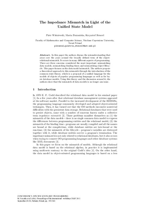Pdf The Impedance Mismatch In Light Of The Unified State Model