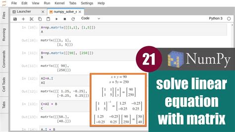 สอน Numpy การแก้สมการเชิงเส้นด้วย Matrix Youtube