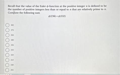 Solved Recall That The Value Of The Euler ϕ Function At The