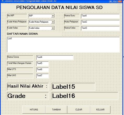 All About Vb Cara Membuat Program Aplikasi Pengolahan Data Nilai Sekolah Dasar Dengan Vb6