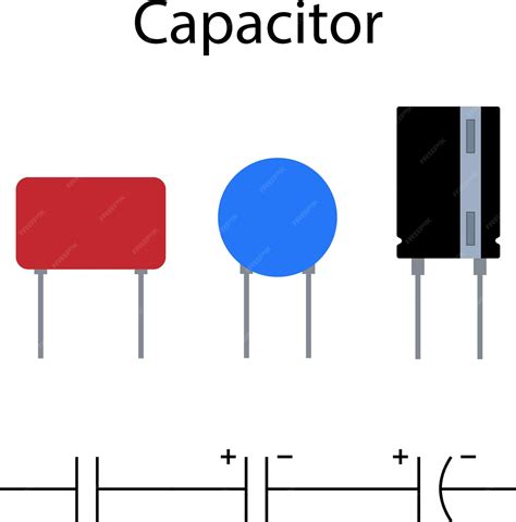 Premium Vector Flat Capacitor Electronic Component With Symbols Vector Illustration Electrical