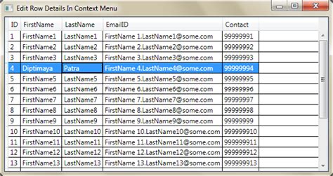 Edit Row Details In Context Menu In Datagrid In Wpf
