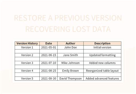 Restore A Previous Version Recovering Lost Data Excel Template And