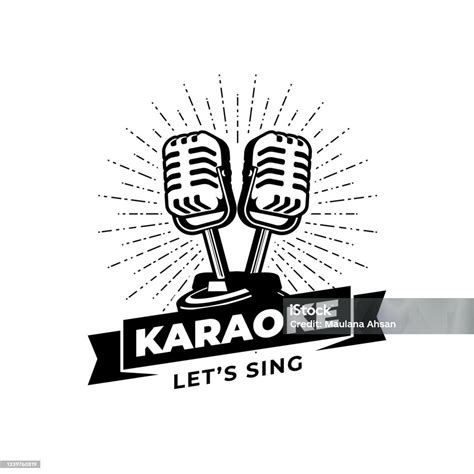 복고풍 마이크와 가수 보컬 노래방 또는 팟 캐스트 스테이션 아이콘 아이콘 라벨 엠블럼 기호용 디자인 요소 Performing Arts Event에 대한 스톡 벡터 아트 및