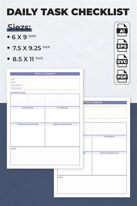 Daily Task Checklist Planner Template