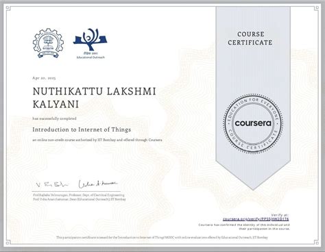 Iot Iitbombay Coursera Techenthusiast Upskilling Lakshmi Kalyani