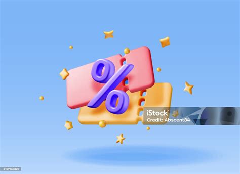 퍼센트 기호와 색종이 조각이 있는 3d 쿠폰 3차원 형태에 대한 스톡 벡터 아트 및 기타 이미지 3차원 형태 고름 공란 Istock