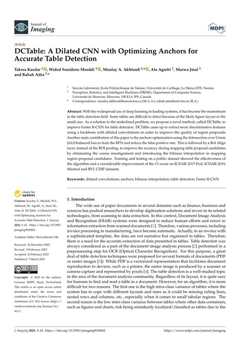 Pdf Dctable A Dilated Cnn With Optimizing Anchors For Accurate Table