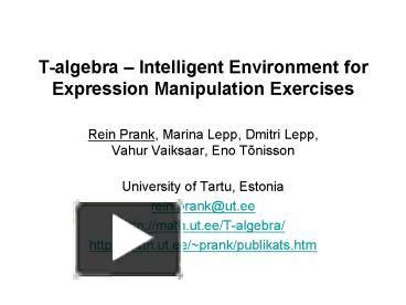 PPT T Algebra PowerPoint Presentation Free To Download Id 1b733b MzU2Z