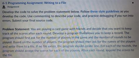 Solved Programming Assignment Writing To A File B Chegg