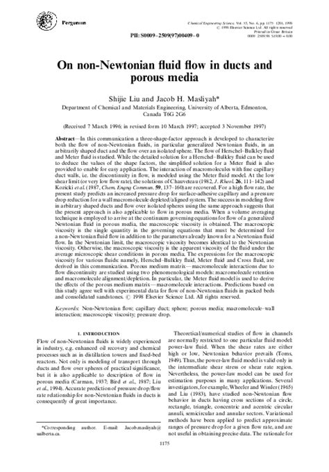 Pdf On Non Newtonian Fluid Flow In Ducts And Porous Media
