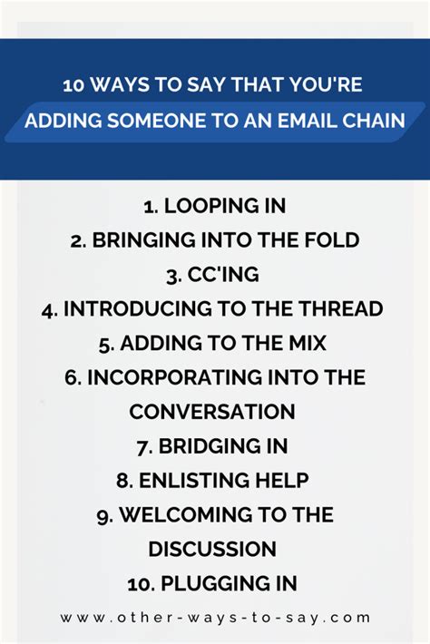 10 Ways To Say That You Re Adding Someone To An Email Chain Other Ways To Say