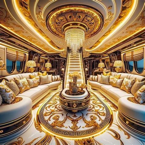 Luxury Super Yacht Gold Living Room Design Best Yachts Super