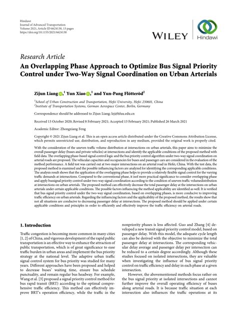 Pdf An Overlapping Phase Approach To Optimize Bus Signal Priority