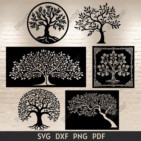 Tree Panel Dxf Files For Laser Cut Tree Art Designs Svg For Cricut Tree Cnc Files For Plasma