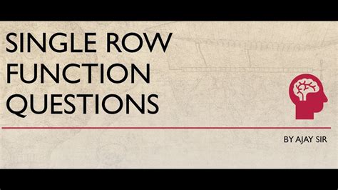 Sql Single Row Function Practice Questions Cbse Informatics Practices Class 12 Youtube