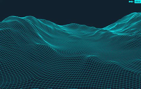 추상적인 벡터 풍경 배경입니다 사이버 공간 그리드 3d 기술 그림입니다 0명에 대한 스톡 벡터 아트 및 기타 이미지 0명 3차원 형태 건설 프레임 Istock