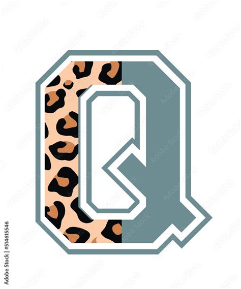 Vetor Do Stock Varsity Font Svg College Font Svg Half Leopard Varsity Font Letters Alphabet