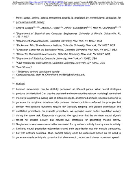 Pdf Motor Cortex Activity Across Movement Speeds Is Predicted By Network Level Strategies For