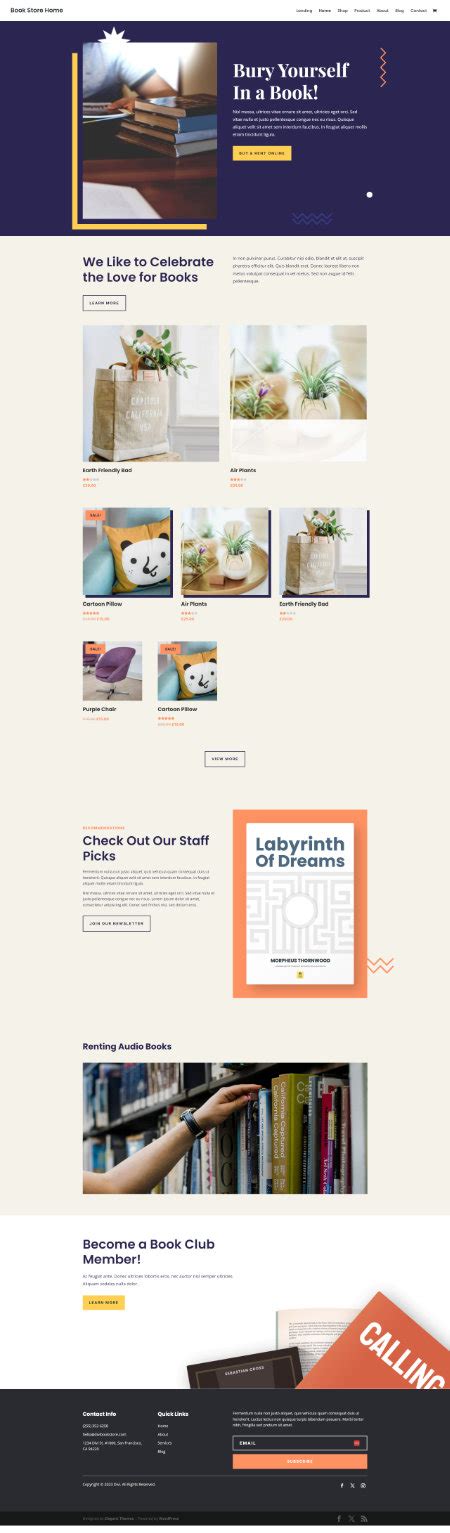 Divi Book Store Divi Website Example