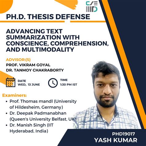 Yash Kumar Defends Paper On Text Summarization Department Of Computer