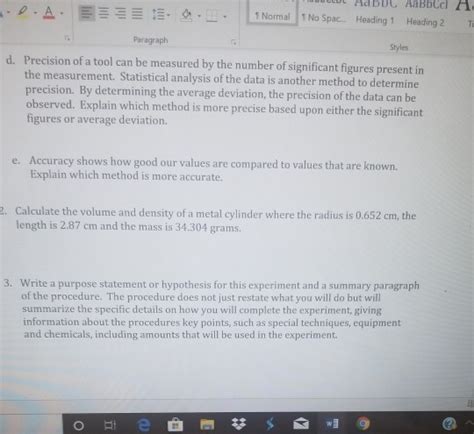 Solved Experiment 2 Pre Laboratory Problems Name 1 The Mass