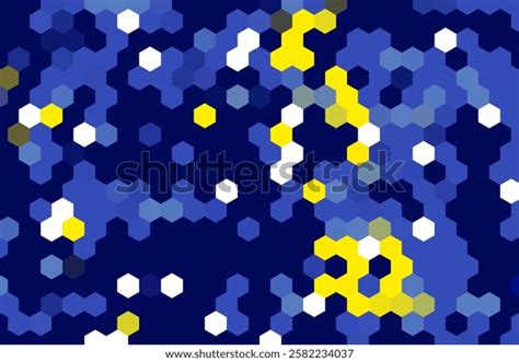 High Quality Hexagonal Pixel Art Featuring Blue Stock Illustration