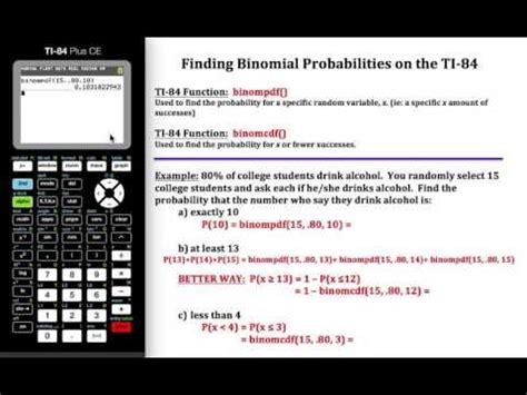 Calculating Binomial Probabilities On The TI 84 Probability Graphing Calculators Probability
