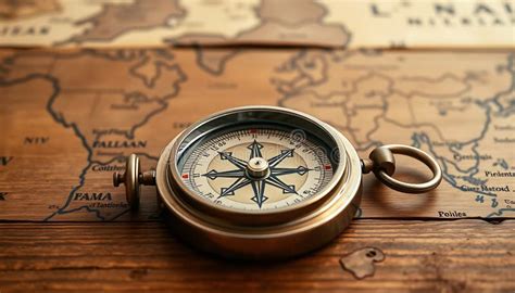 Compass On Map Navigation Travel Planning Adventure And Exploration