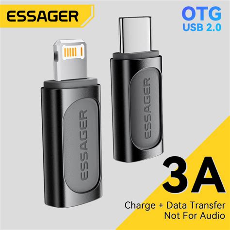 Essager OTG 3A Converter Lightning Female To Type C Male Type C Female To Lightning Male USB2 0
