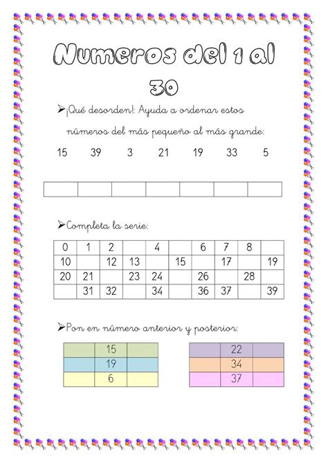 Numeros Del 1 Al 40 Actividades