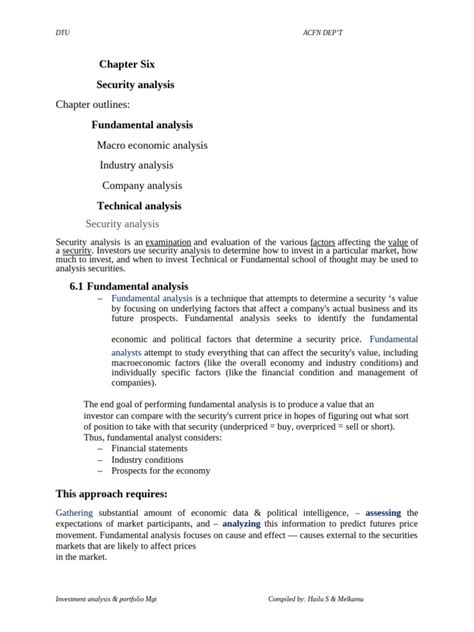 Security Analysis Pdf Technical Analysis Macroeconomics