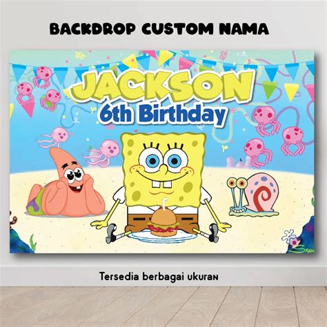 Jual Backdrop Spongebob Squarepants Birthday Background Ulang Tahun